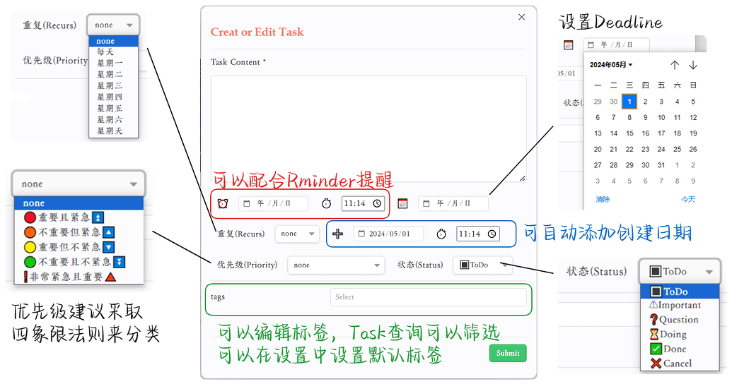 利用 QuickAdd+Modal Form 表单创建一个便捷的任务 (Task) 编辑器 - 每日闲聊 - Obsidian 中文论坛