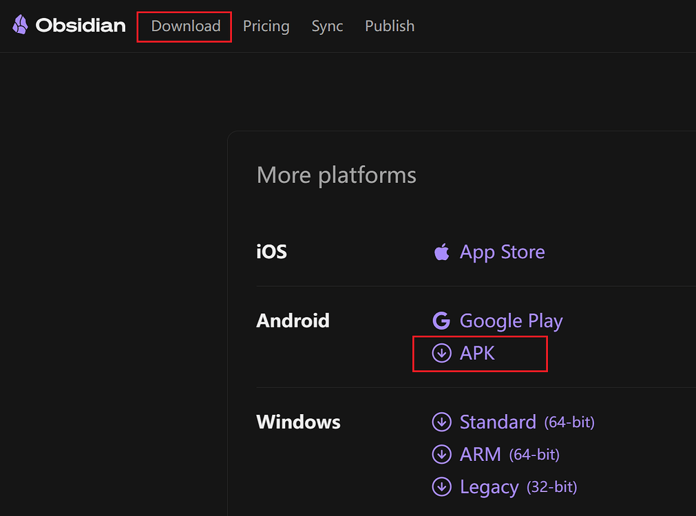 官网提供安卓 APK 下载啦 - 通知发布 - Obsidian 中文论坛