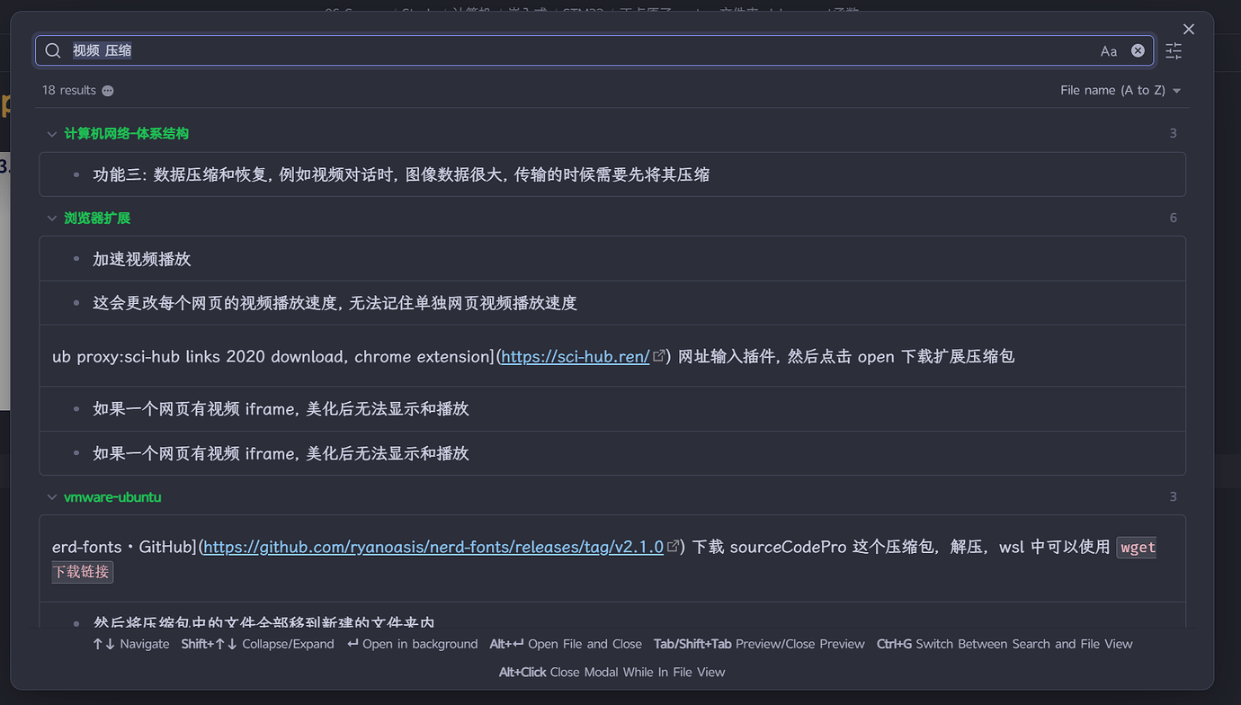 【已解决】如何将搜索结果显示为预览模式下的效果并保留搜索结果高亮 - 疑问解答 - Obsidian 中文论坛