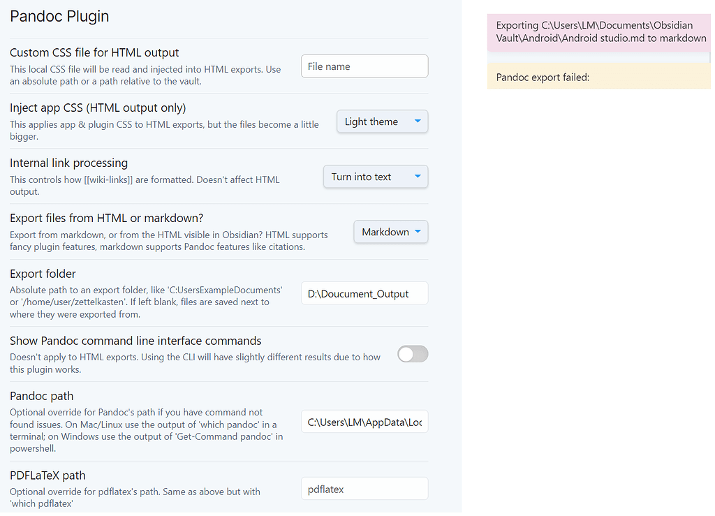 有没有别的什么可以导出md格式的插件，pandoc一直报错 - 疑问解答 - Obsidian 中文论坛